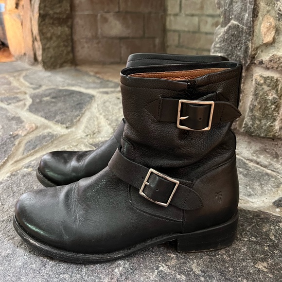 Frye | Shoes | Frye Black Double Buckle Ankle Boots | Poshmark